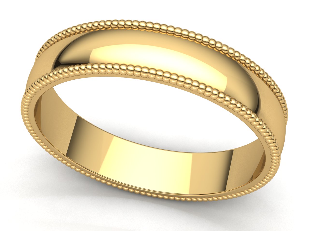 Domed Milgrain Band Ring Mens Womens 2mm 3mm 4mm 5mm 6mm 7mm 8mm Solid 