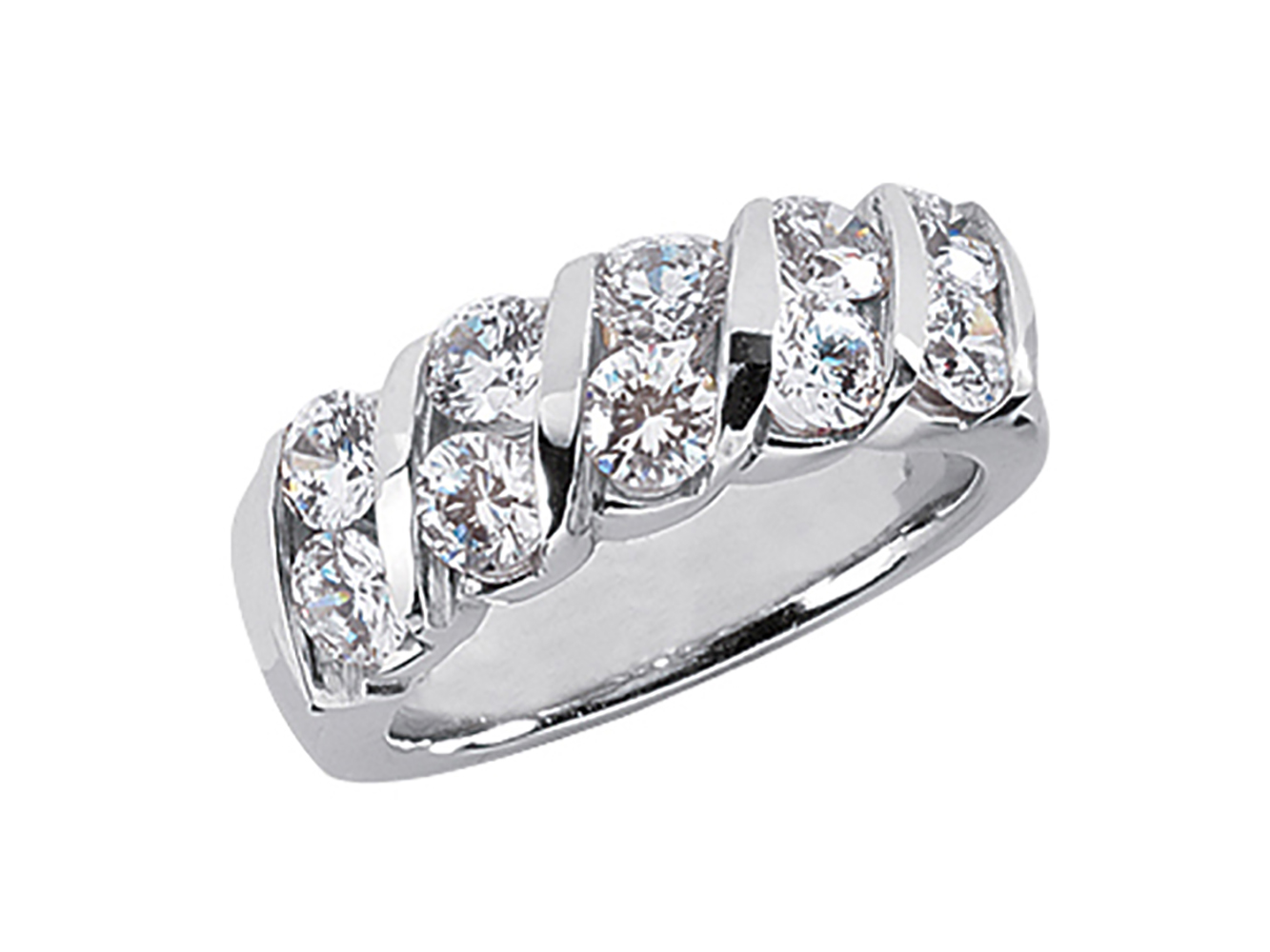 1.50ct Diamond Wedding Band Ring Slant 950 Platinum Round Channel ...