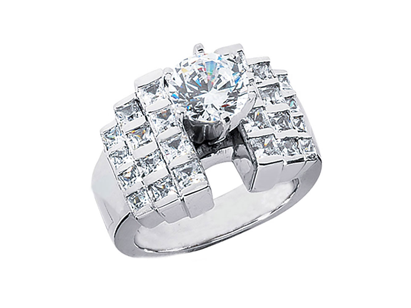 2.50Ct Round Princess Diamond Staircase Engagement Ring 10k Gold KL I1 ...