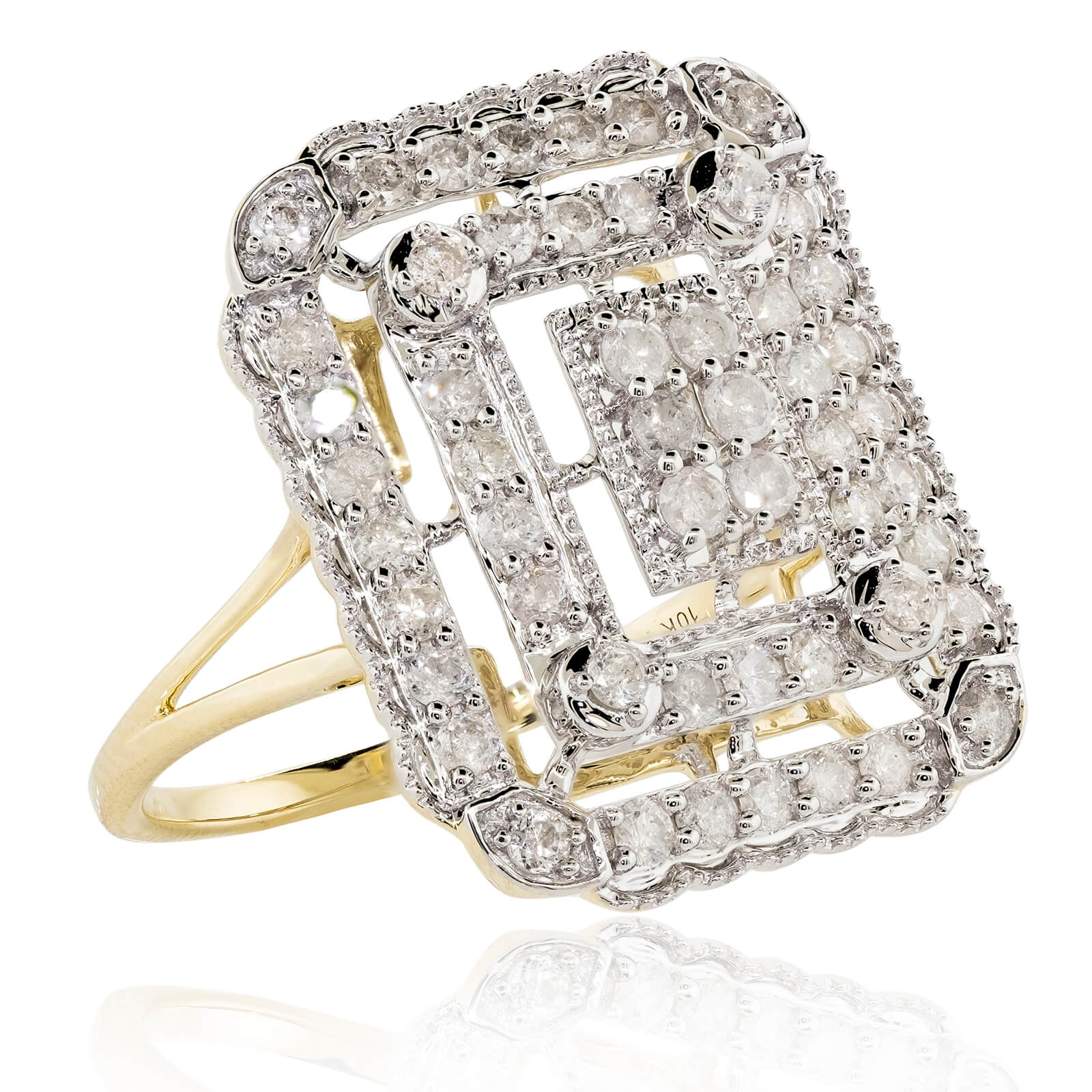 Bridal Engagement Right Hand Ring Solid 10k Yellow Gold 1.00ct Natural ...