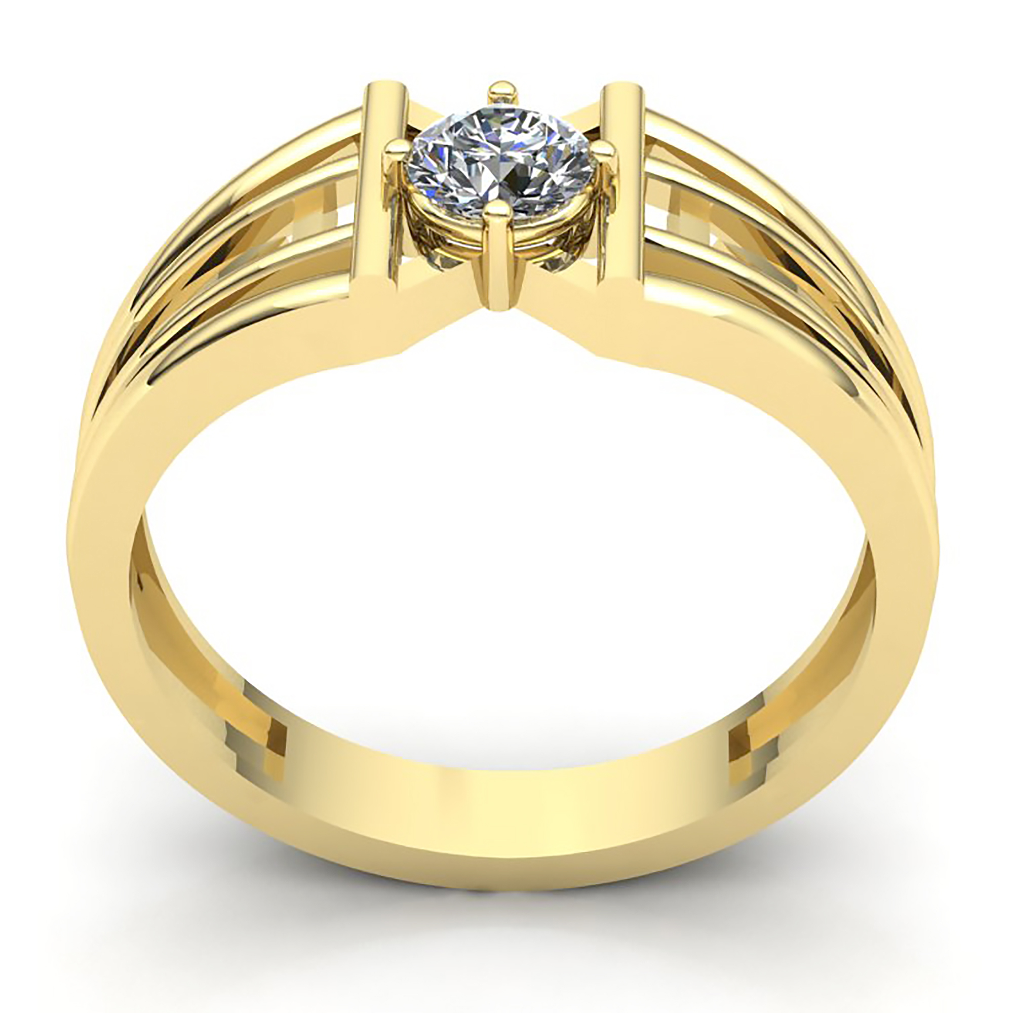 Natural 0.4carat Round Cut Diamond Mens Solitaire Wedding Band Ring 18K ...