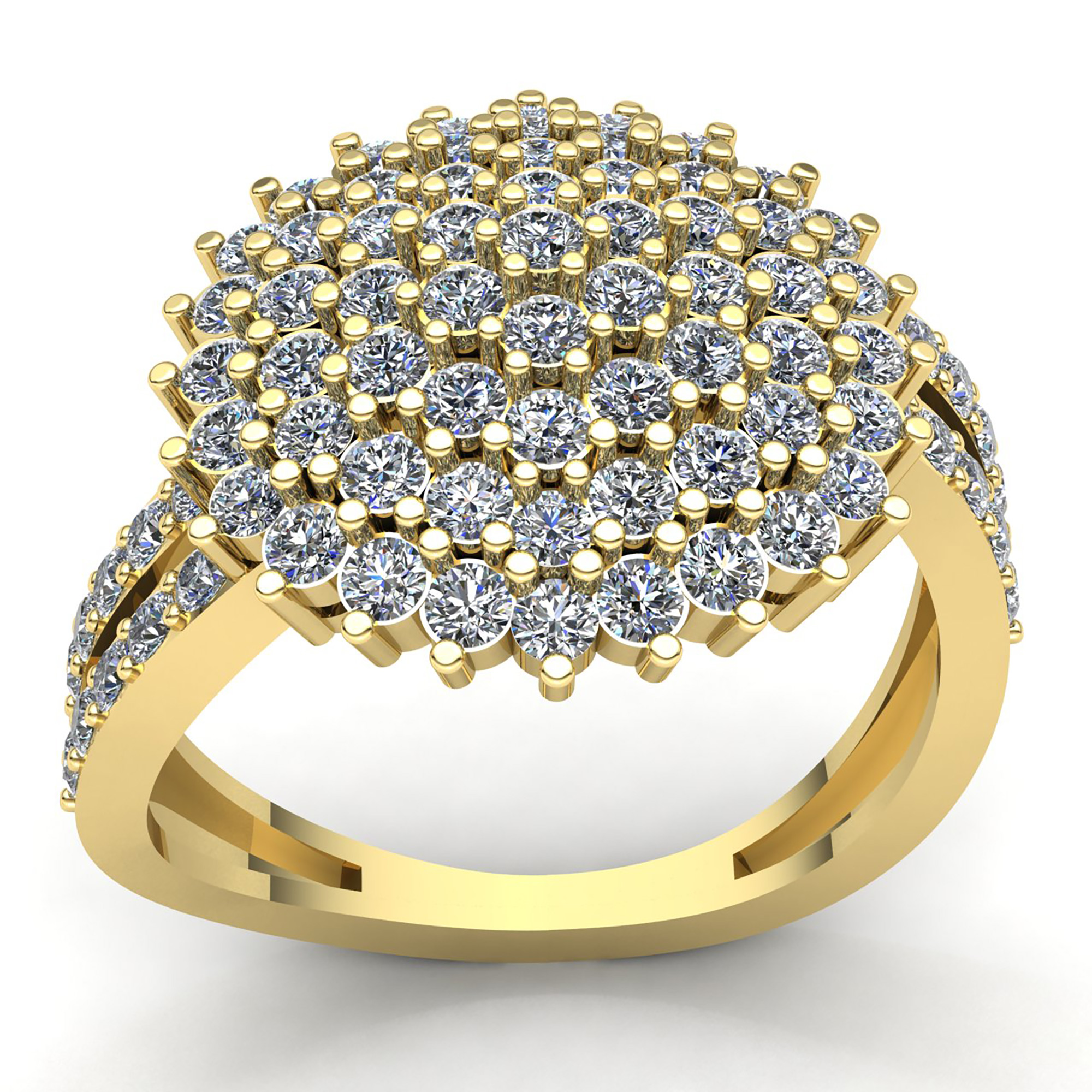 Genuine 5ct Round Cut Diamond Ladies Cluster Fancy Engagement Ring 18K ...