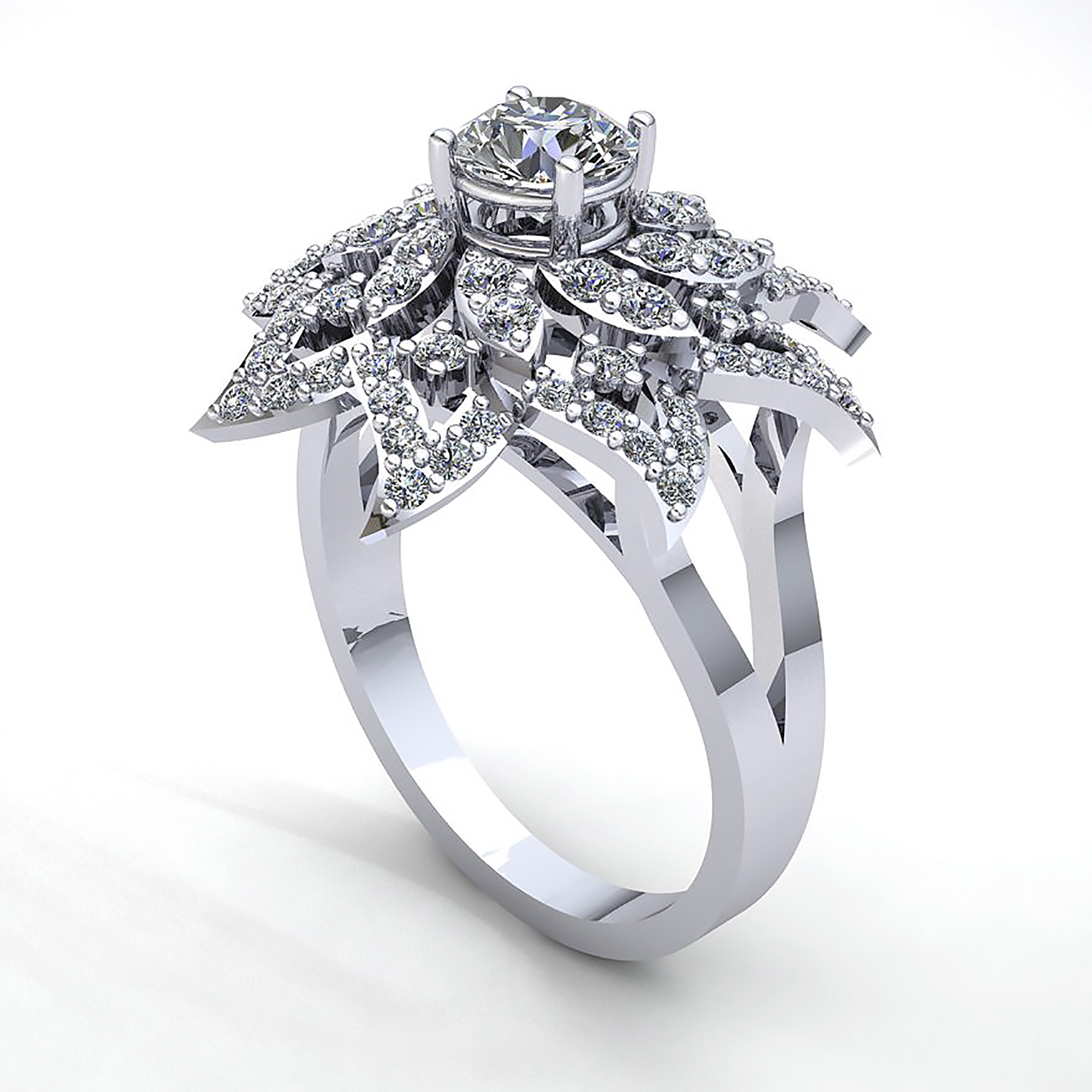 Real 2carat Round Cut Diamond Womens Flower Solitaire Engagement Ring ...