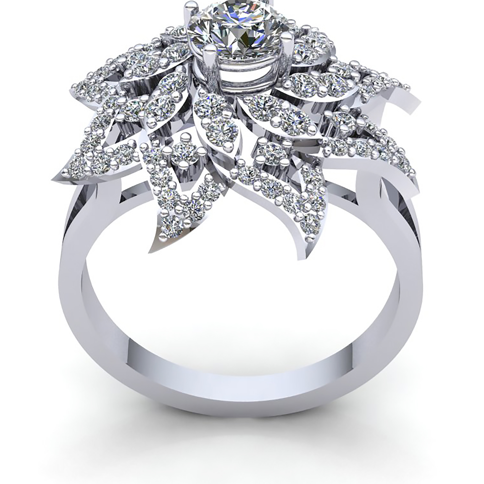 Real 2carat Round Cut Diamond Womens Flower Solitaire Engagement Ring ...