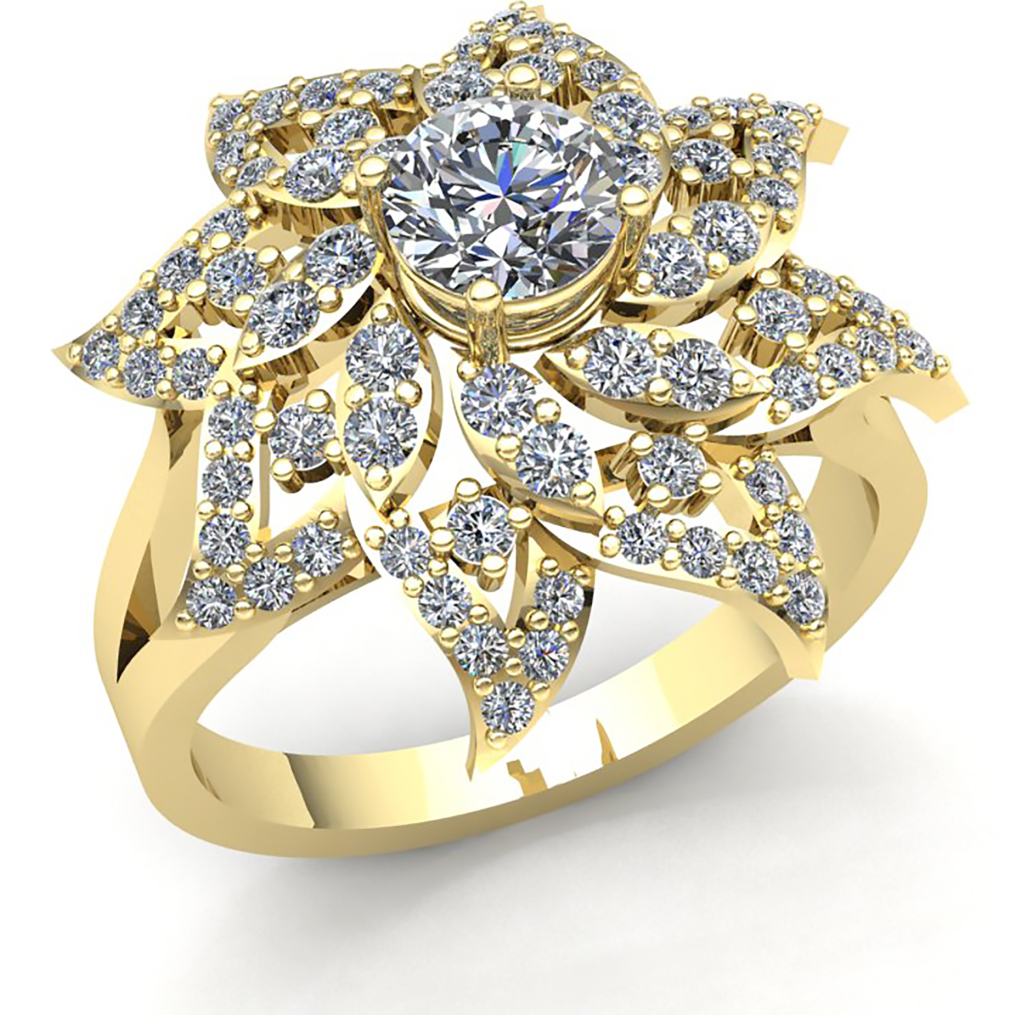 Real 2carat Round Cut Diamond Womens Flower Solitaire Engagement Ring ...