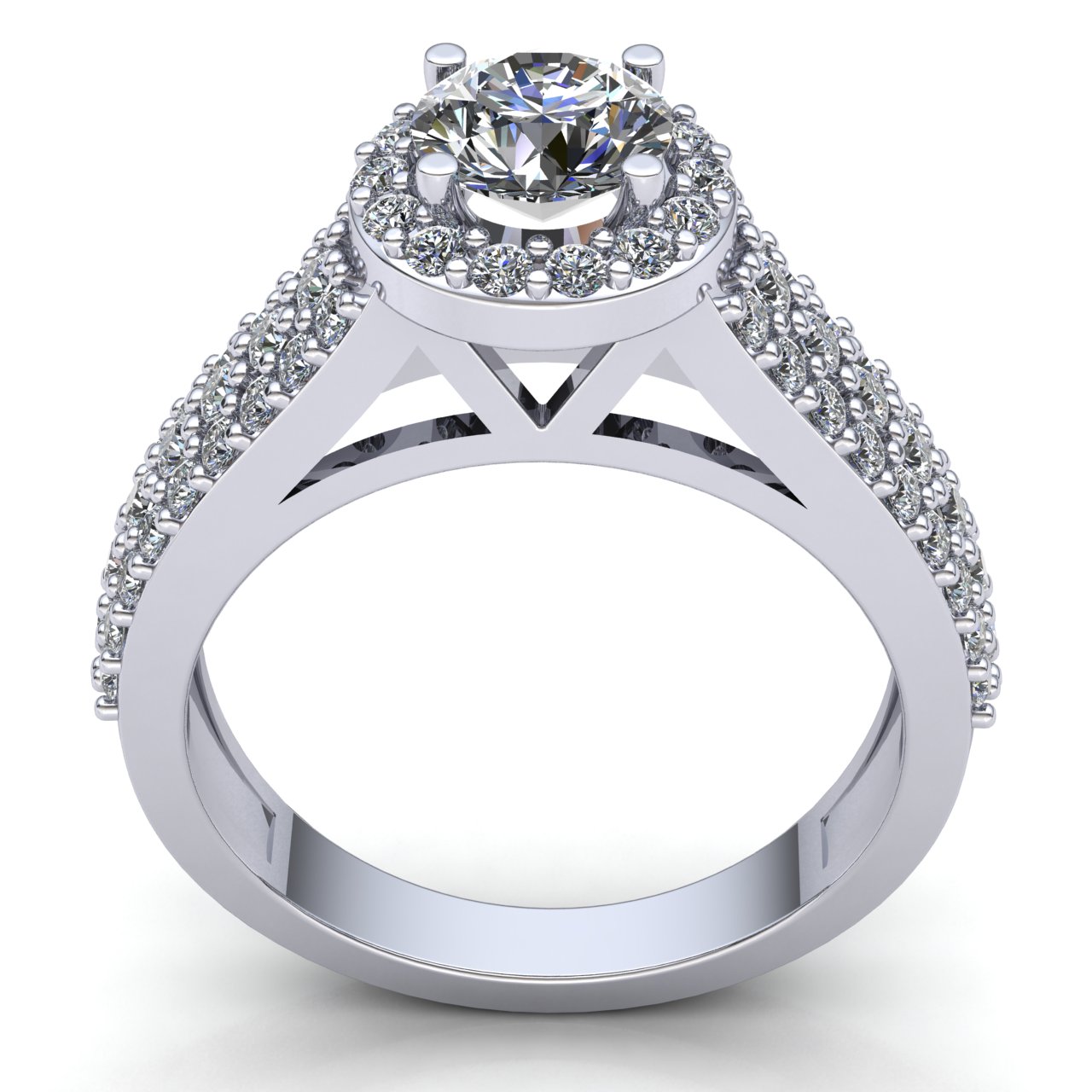 Genuine 1.5ctw Round Cut Diamond Ladies Solitaire Halo Engagement Ring ...