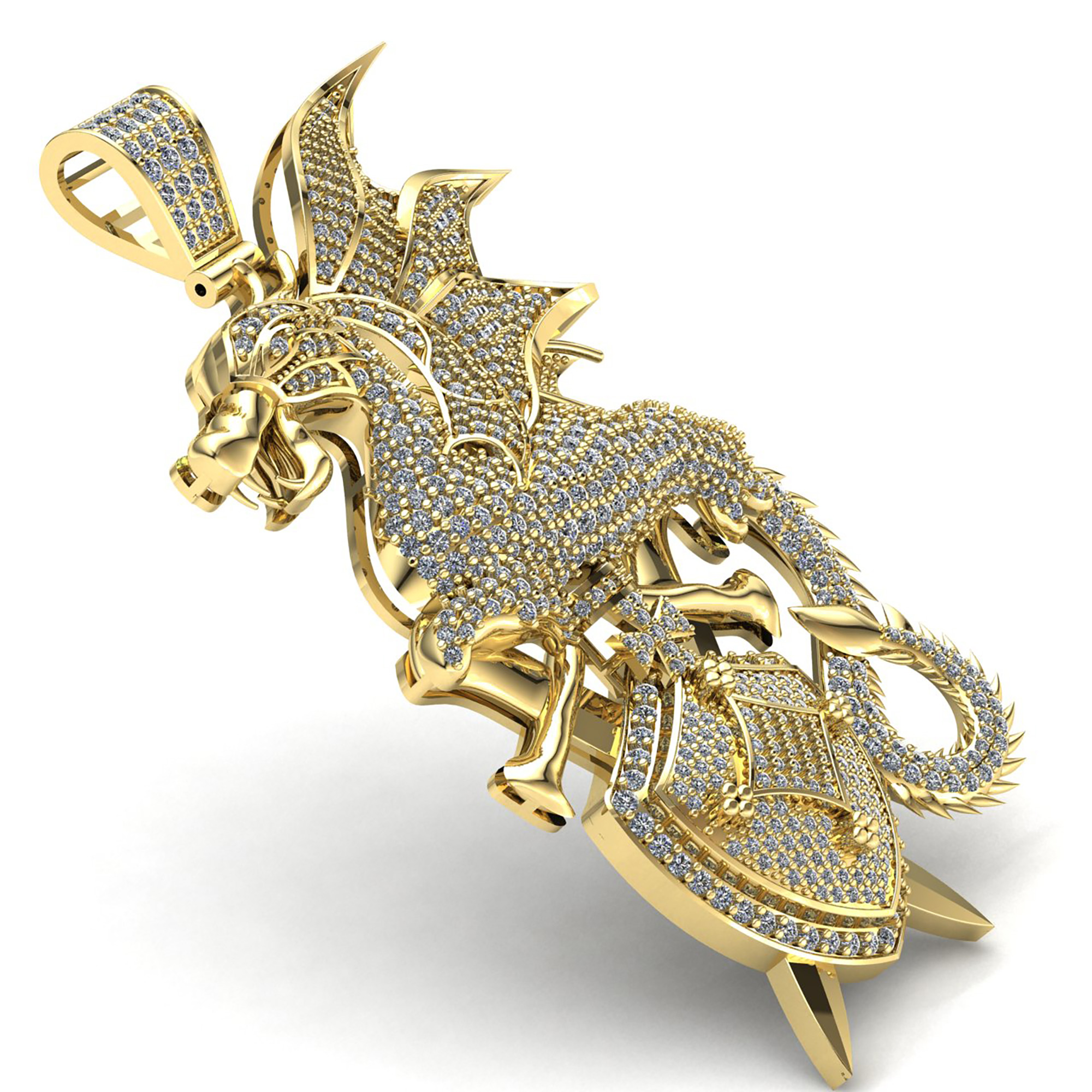 7ct Round Cut Diamond Mens Vintage Charm Dragon Pendant 14K Gold | eBay