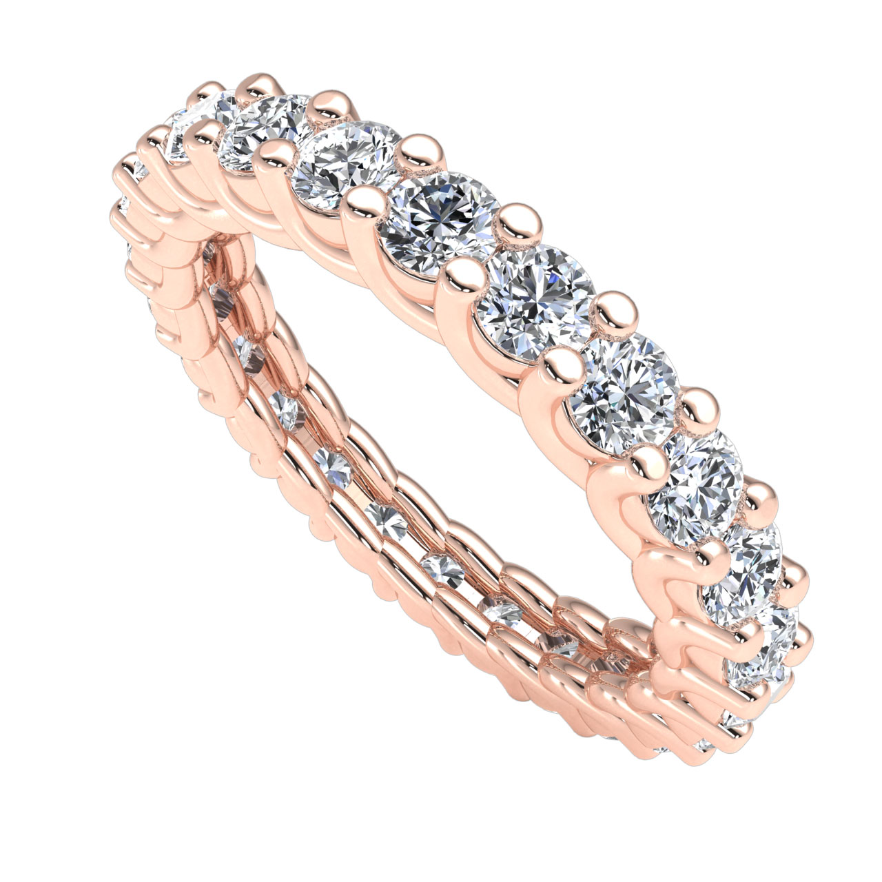 2.40 Ct Natural Diamond Woven Prong Eternity Band Promise Ring 14k Gold ...