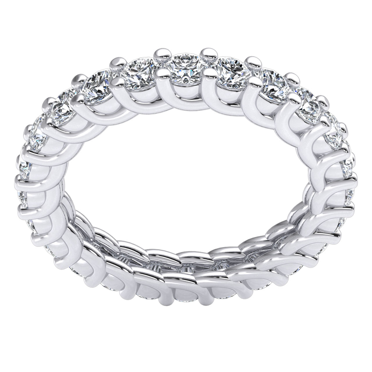 2.40 Ct Natural Diamond Woven Prong Eternity Band Promise Ring 14k Gold ...