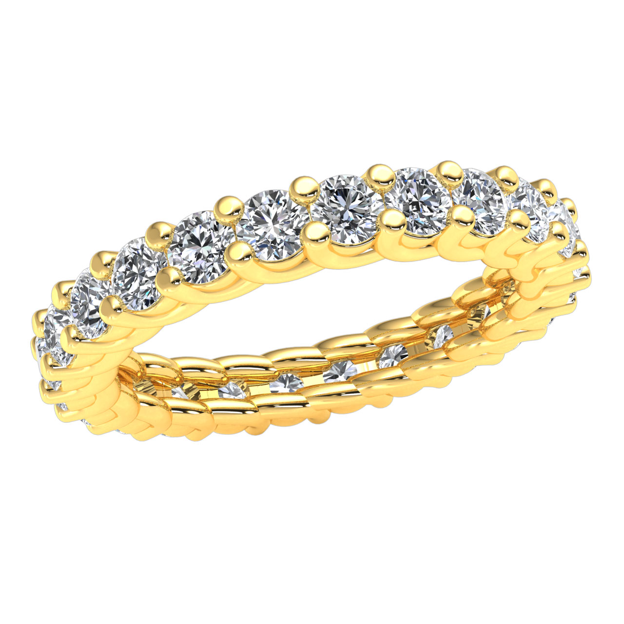 2.40 Ct Natural Diamond Woven Prong Eternity Band Promise Ring 14k Gold ...